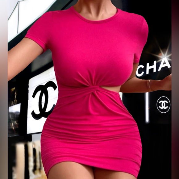 Lavishly Paris | Dresses | Hot Pink Ruched Bodycon Dress | Poshmark